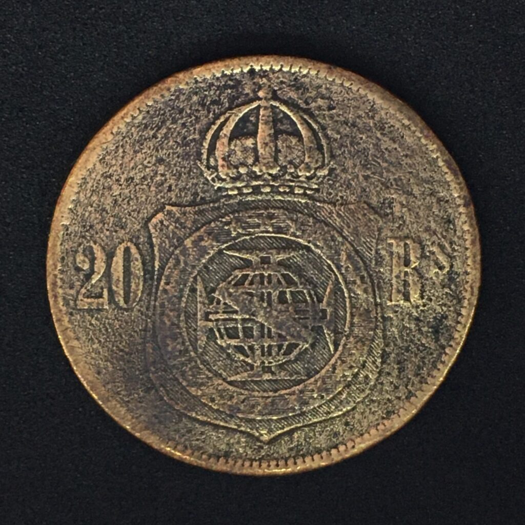 MOEDA 10 Réis 1869 BRONZE ( com ponto no “S” do réis) BRUXELAS MBC ...